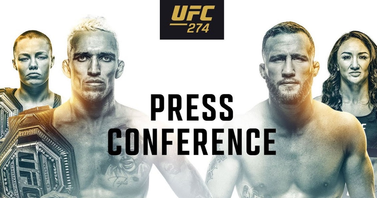 Konferencja prasowa przed UFC 274 z udziałem m.in. Fergusona, Gaethjego ...